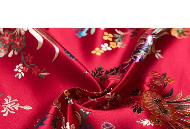 Retro Chinese Satin Floral Fabric Begonia Damask Brocade Sew Bag ...