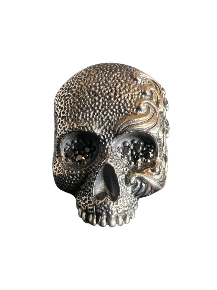 David Yurman Waves Skull Ring Sterling Silver With Black Diamonds Size ...