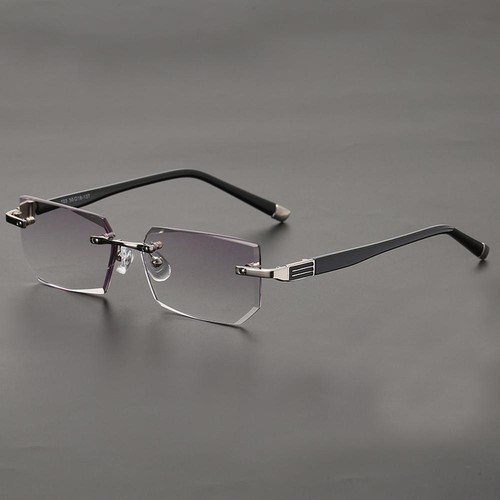 Tinted Rimless Rectangle Reading Glasses Blue Light Blocking Sunglasses ...
