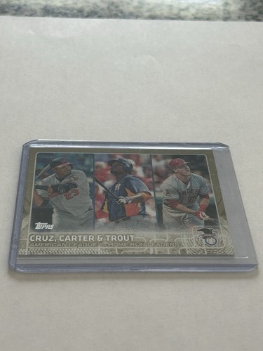 2015 Topps Series 1 AL HR Leaders Cruz, Carter, Trout #285 Gold /2015 ...