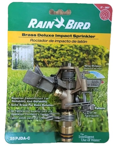 Rain Bird 25PJDAC Brass Impact Adjustable Sprinkler 360° 20’-41’ Spray ...