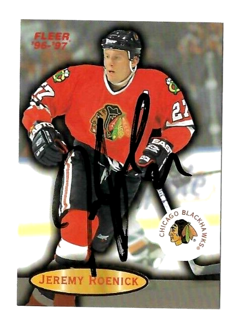 JEREMY ROENICK Chicago Blackhawks 1996-97 Fleer SIGNED / AUTOGRAPH ...