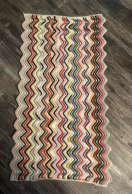 Handmade Crocheted Afghan Blanket Throw Multi Color Zig Zag Pattern | eBay