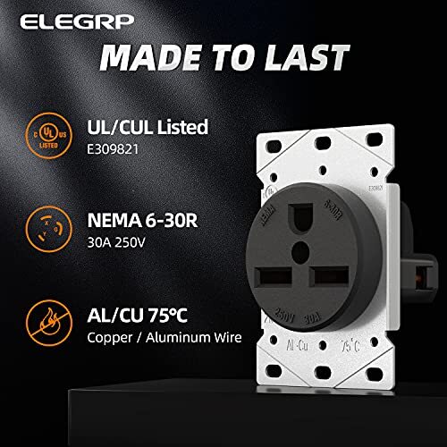 6-30R & 6-50R, 250V Flush Mounting Power Outlet & Plug ,2 Pole 3 Wire ...