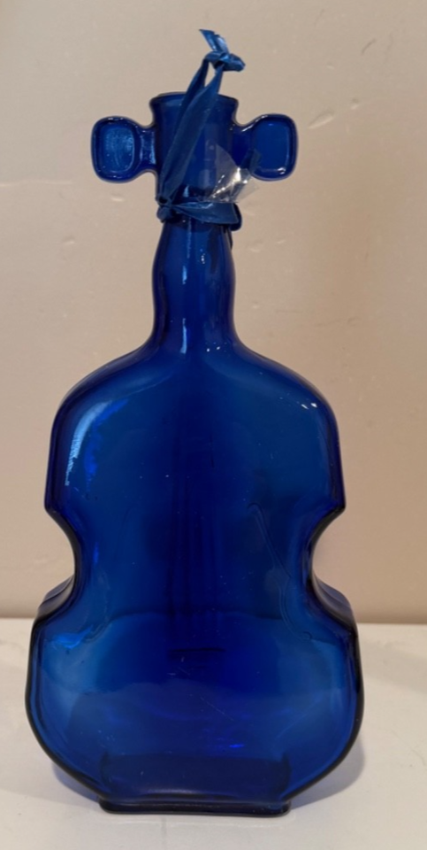 Vintage Cobalt Blue Glass Violin Cello Bottle Vase | eBay