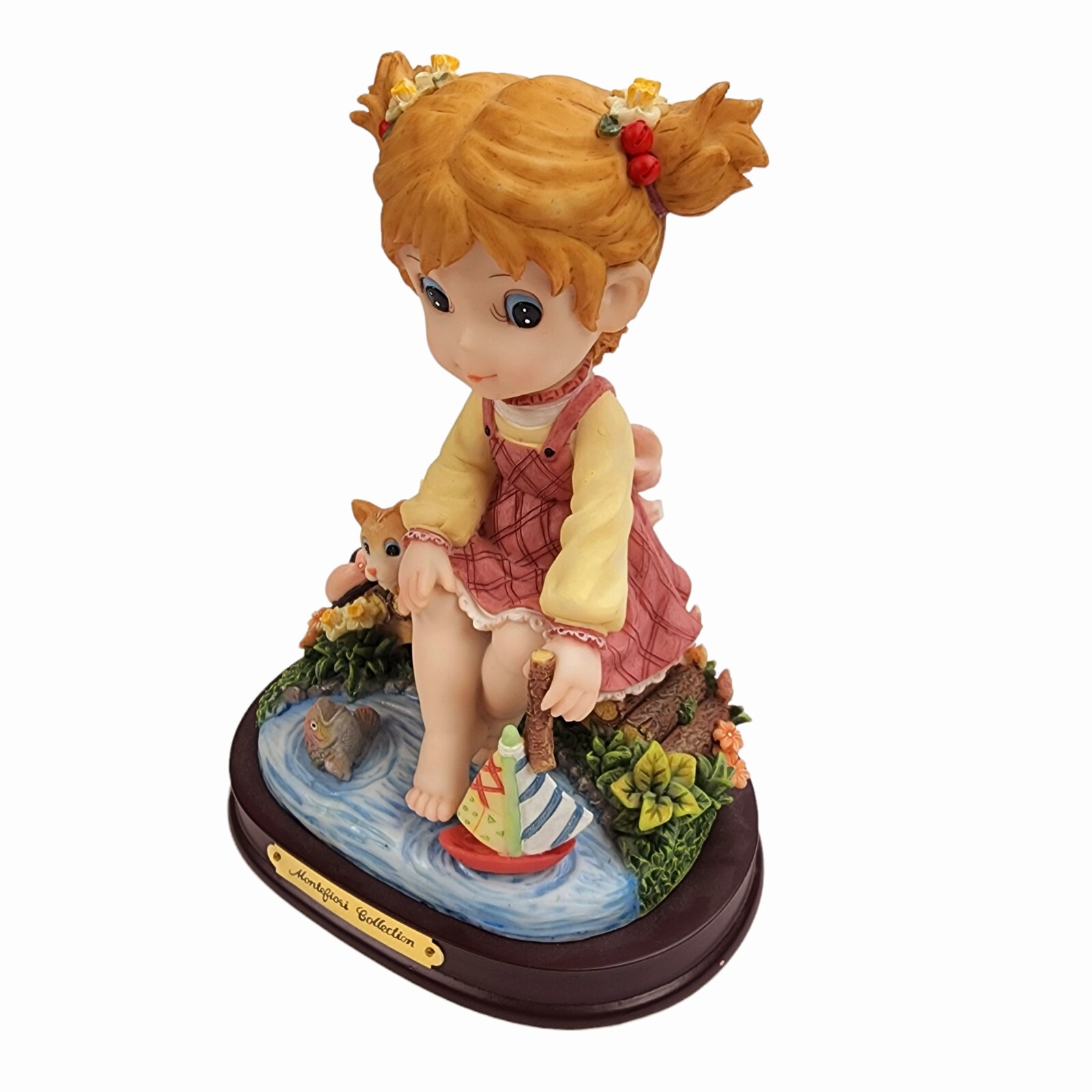 Montefiori Collection Figurine GIRL Playing In Water With Boat And Cat ...
