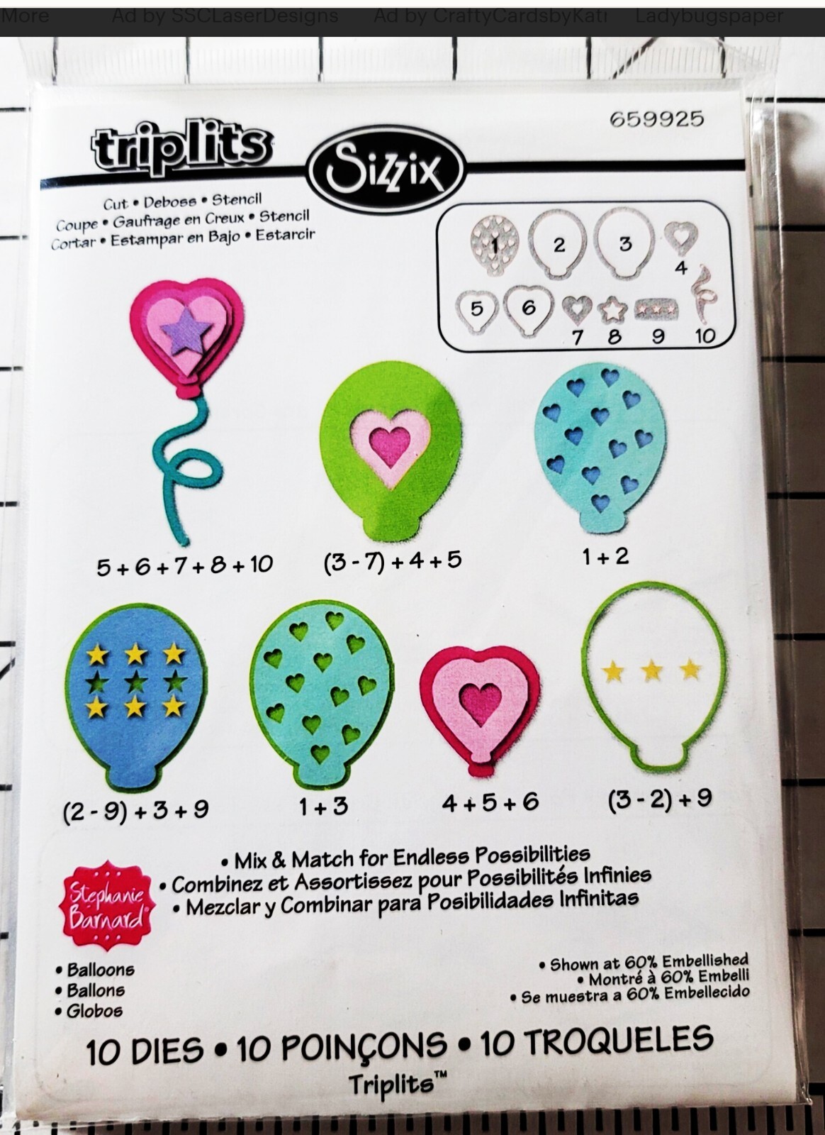 Sizzix Triplits Ballons 10pc #659925 Retail $17.99 by Stephanie Barnard ...