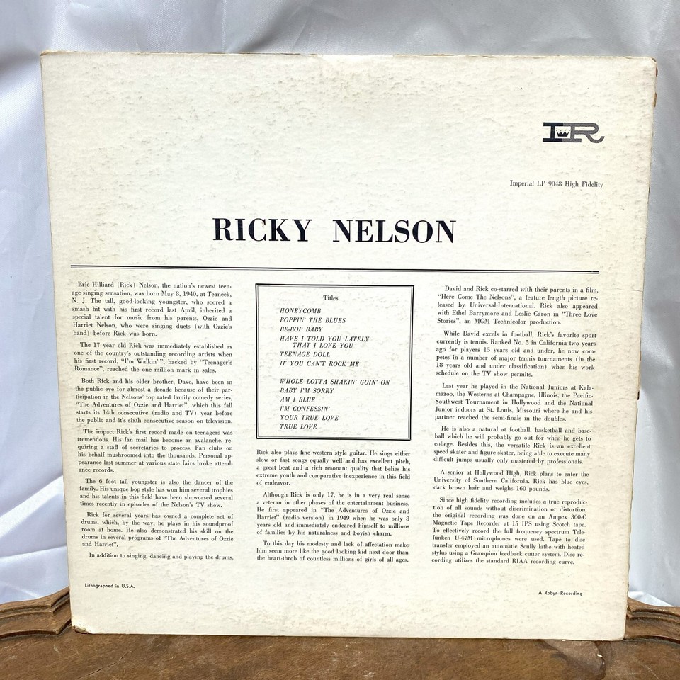 RICKY NELSON ‘RICKY’ Original Vinyl Record | eBay