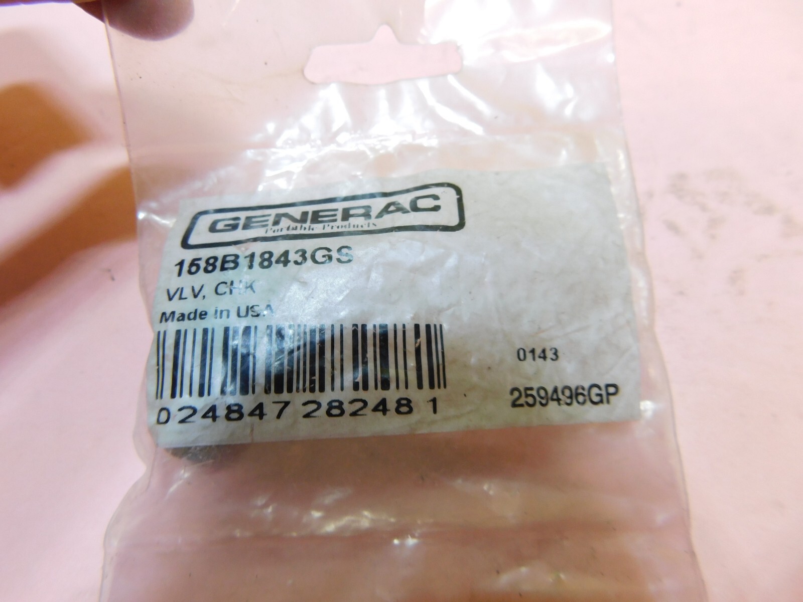 GENUINE GENERAC CHECK VALVE # 158B1843GS ---BOX 513 AD | eBay