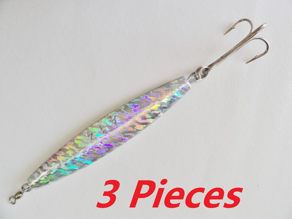 1-10 pcs 14oz Diamond Jig Holographic Laser Saltwater Lures w/ Treble ...