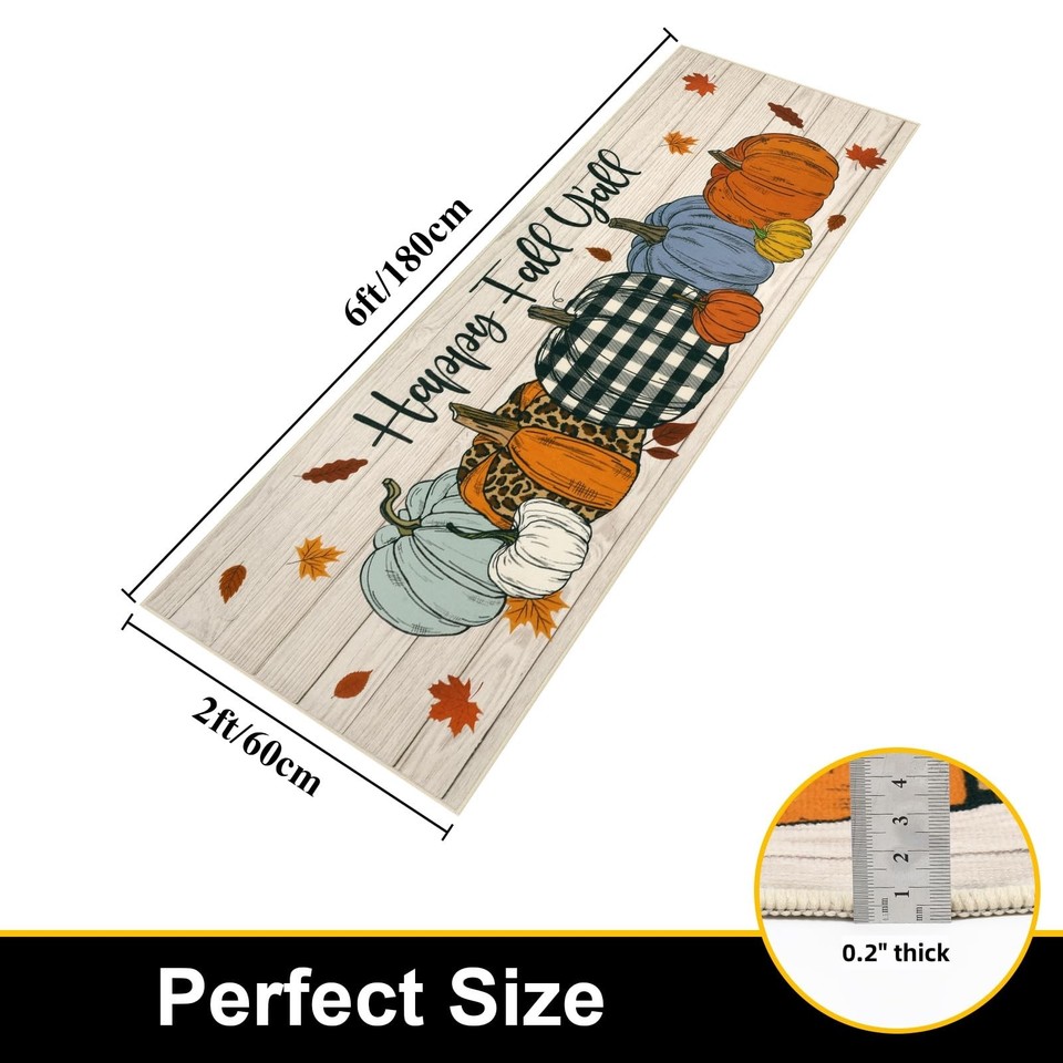 Fall Runner Rug for Hallway 2x6ft Pumpkins Happy Fall Y’All Farmhouse ...