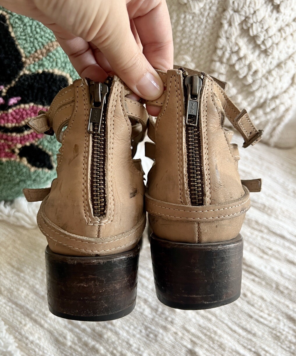 Freebird by Steven Bone Cream Taupe Distressed Leathe… - Gem