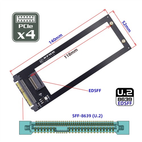 NVMe EDSFF GEN-Z E1.S SSD to U.2 SFF-8639 Adapter for 9.5/15/25mm 1U ...