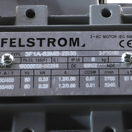 3F1A-63MB-2B35 Felstrom IE1 = standard = EFF2 63-2P 0,25kW 230V/400V ...