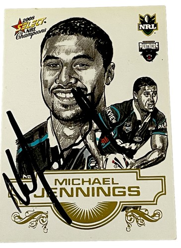 Signed Nrl 2008 Select Sketch Michael Jennings Penrith Panthers Trading ...