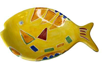 Vintage FWC The Cooks Bazaar Ceramic Yellow Fish Tray Trinket Snacks | eBay