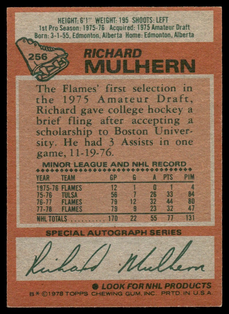 1978-79 Topps Richard Mulhern Atlanta Flames #256 | eBay