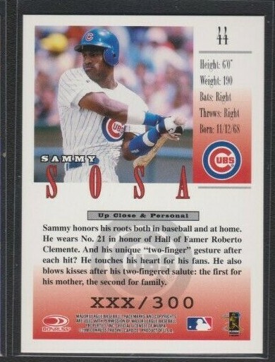 1998 STUDIO #44 GOLD EXECUTIVE MEDIA TEST PROMO SAMPLE SAMMY SOSA #XXX ...