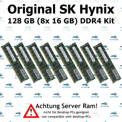 128 GB (8X 16 GB) RDIMM ECC DDR4-2133 Fujitsu CELSIUS R940 Server RAM ...