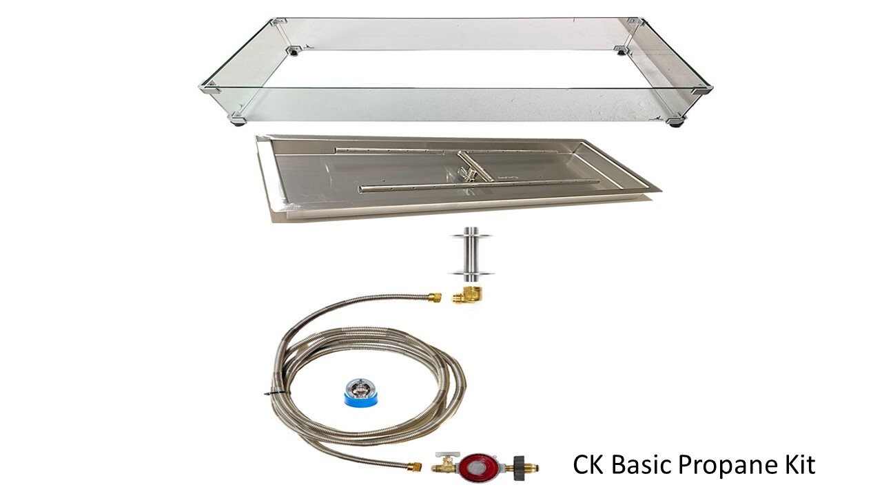 DIY Pro Basic Propane Fire Table Kit w/ Windscreen, Pan, Burner, and ...