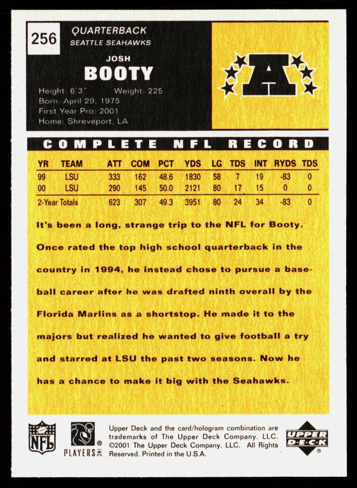 2001 Upper Deck Vintage #256 Josh Booty | eBay