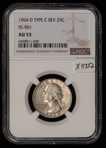 1964-D 25c Washington Silver Quarter - Type C Reverse FS-901 - NGC AU ...