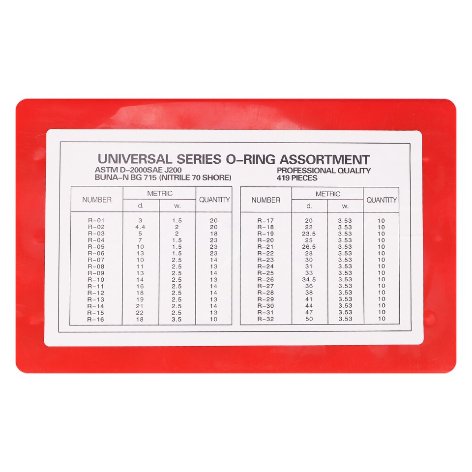 419 PCS Universal O Ring Assortment Set Metric Oil Proof Kit 32 Size O-Ring NEW | eBay