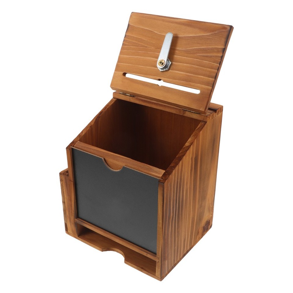 Solid Wood Letter Box Office Suggestion Holder Wall Mailbox with Lock ...
