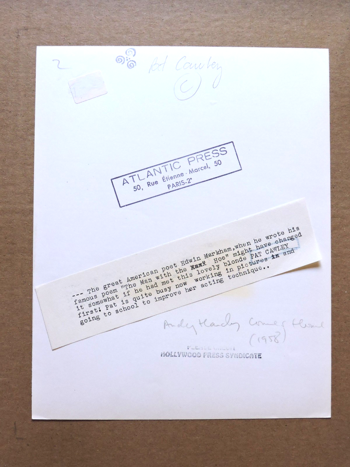 Pat Cawley original leggy barefoot pinup portrait photo 1958 Andy Hardy ...