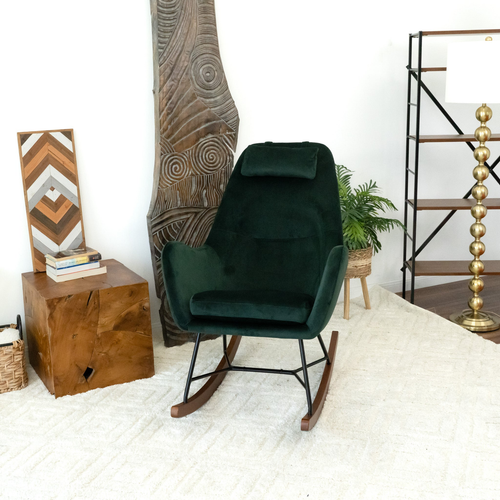 Chelsea Green Velvet Rocking Chair: Luxurious Comfort | eBay