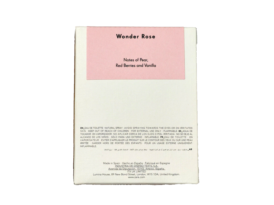 Zara Wonder Rose Eau de Toilette for Women - Pear, Red Berries, Vanilla ...