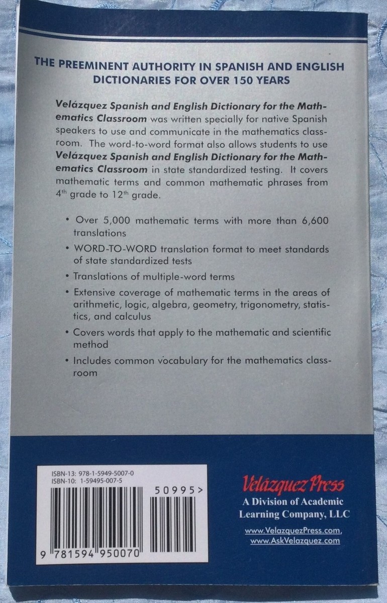 Spanish English Vocabulary Math