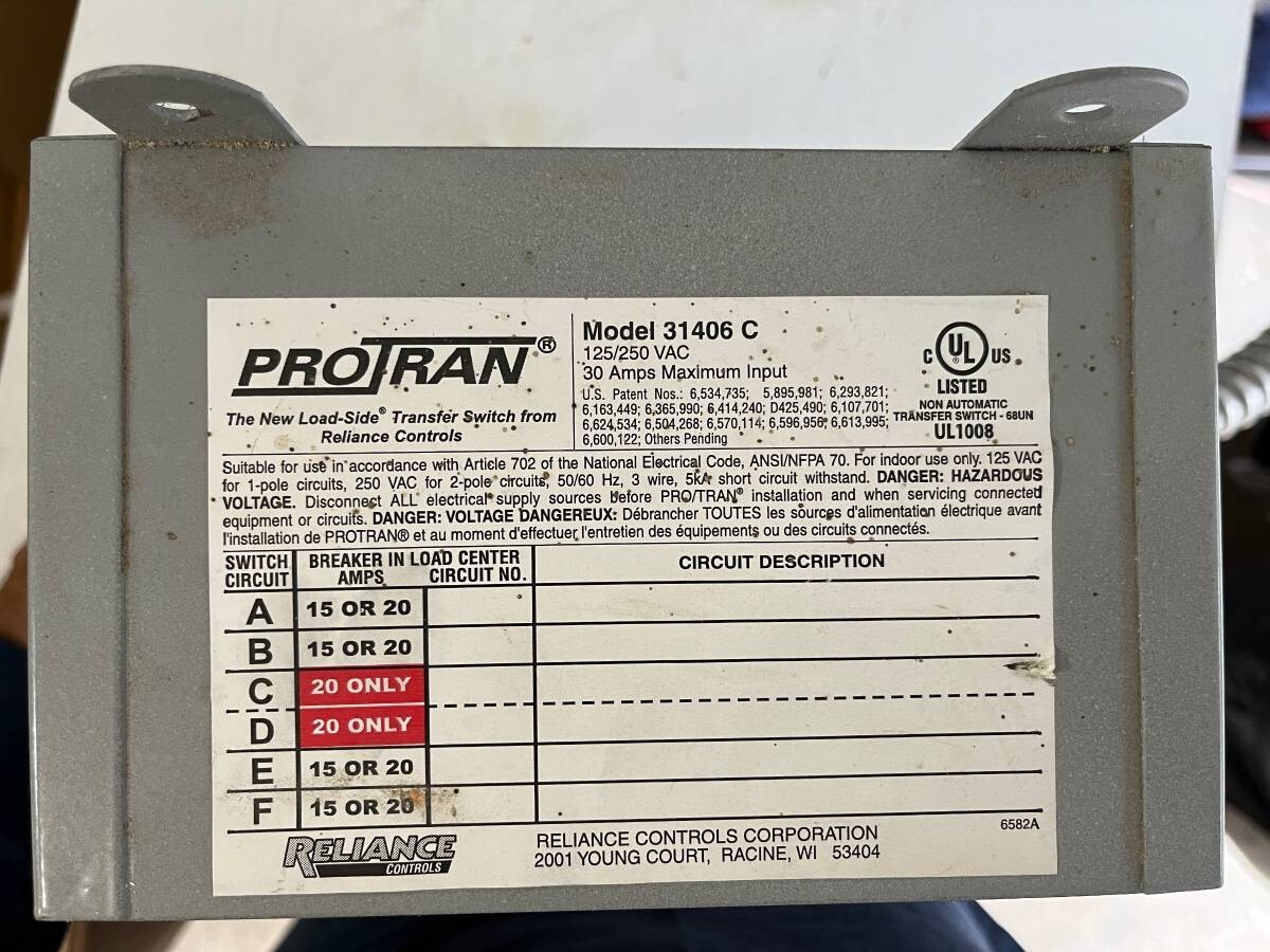 ProTran 31406C 6-Circuit Transfer Switch Kit | eBay