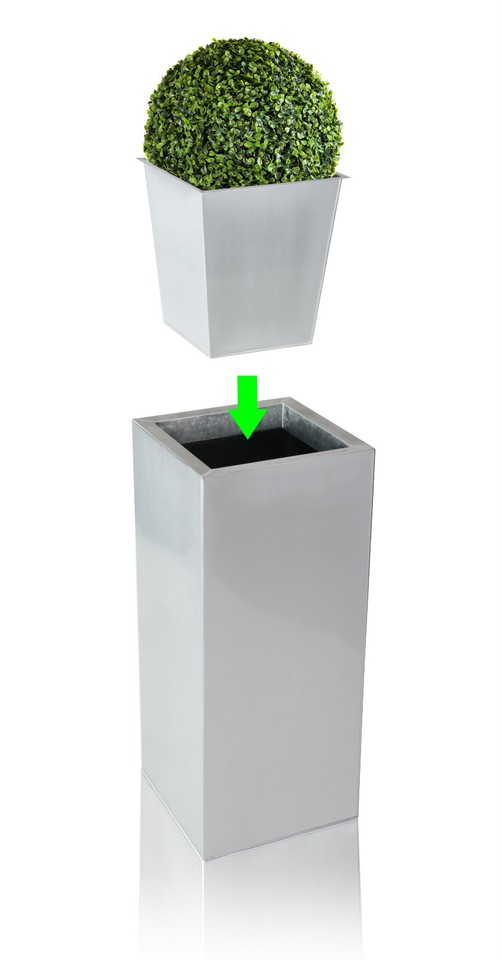 Zinc Silver Outdoor Planter Plant Pot Steel Metal Garden Indoor Inserts ...