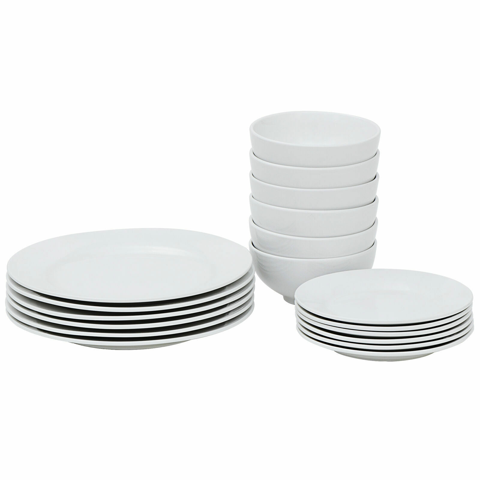 18-Piece Dinnerware Set Round Dinner Plate Dish Service White Dinner ...