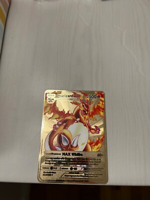 MAX CHARIZARD DX HP500 GOLD METAL FAN ART POKEMON CARD 52/100 | eBay