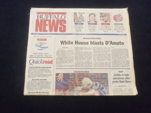 1996 JUNE 18 THE BUFFALO (NY) NEWS NEWSPAPER-WHITE HOUSE BLASTS D'AMATO ...