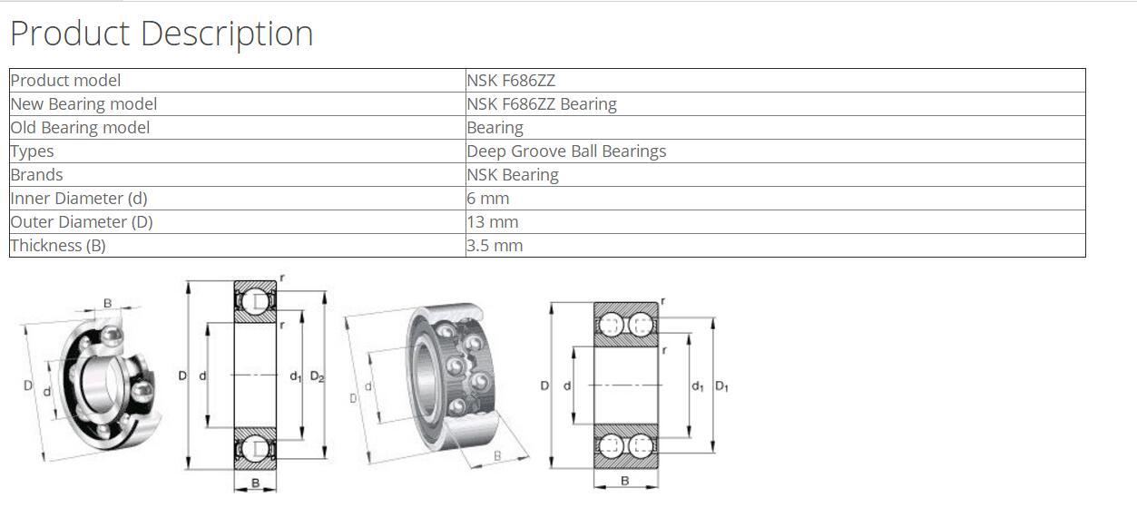 NSK F686ZZ Deep Groove Ball Bearings 6x13x3.5mm | eBay