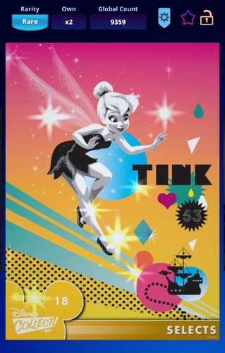 Topps Disney Collect Digital 2021 Selects TINKER BELL Neon Pop Gold ...