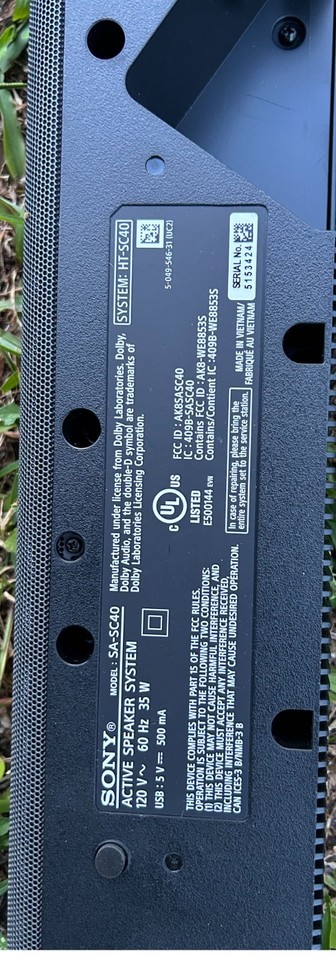 Sony SA-SC40 2.1CH SOUNDBAR Excellent Condition. | eBay