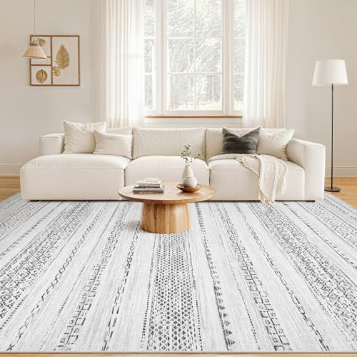 Area Rug Living Room Rugs: 5x7 Machine Washable Boho Large Neutral ...