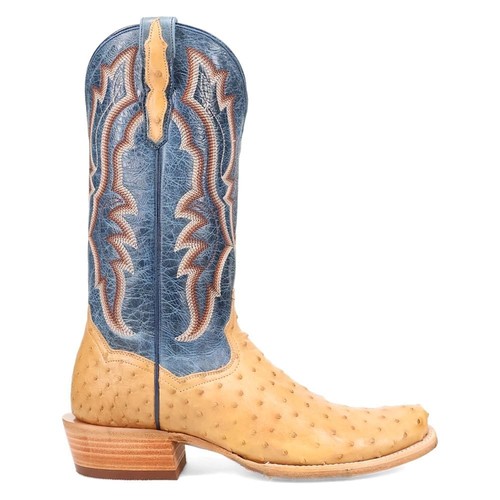 Dan Post Men's Brady Full Quill Ostrich Western Boot, Tan/Blue | eBay