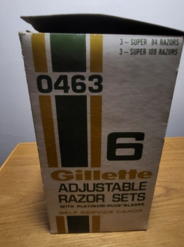 Box Only: Vintage NOS Gillette 1974 Dealer case Adjustable black beauty ...
