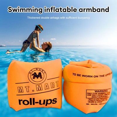2PCS Inflatable Arm Bands Floatation Sleeves Water Rings Swimming Arm ...