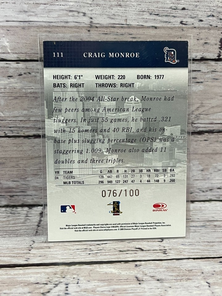 2005 Studio Private Signings Silver Autograph /100 - #111 Craig Monroe ...