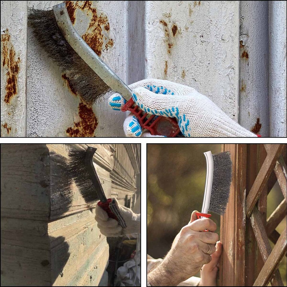3X Heavy Duty Wire Hand Brush Stainless Steel Bristles Rust Paint Metal ...