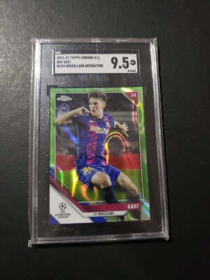 2021-22 Topps Chrome Ucl Gavi Neon Green Lava Refractor Rc #25 Sgc 9.5 ...
