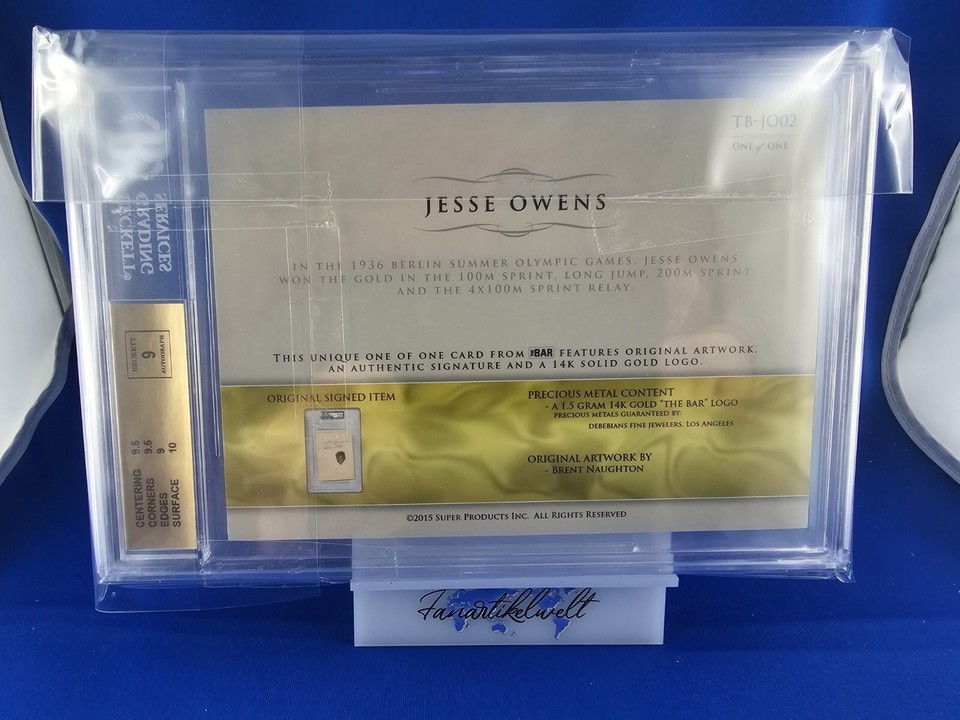 Jesse Owens 2015 The BAR Cut Autographs American Icons OLYMPIA 1936 Fbg ...