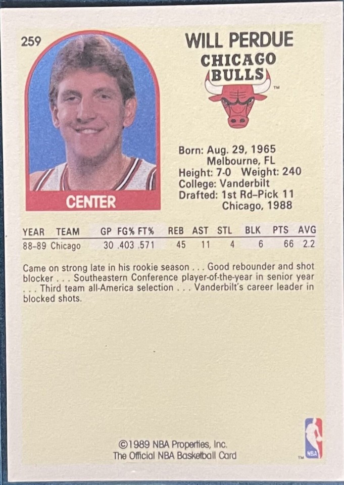 1989 - 1990 nba hoops will perdue | eBay