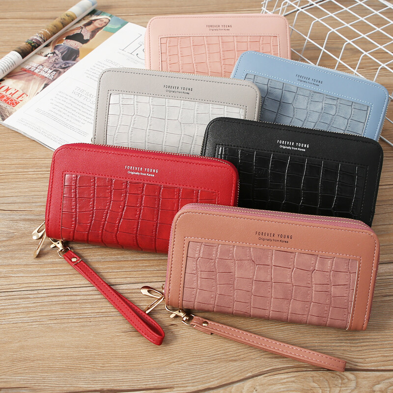 Double Zipper Womens Wallet Large Capacity Long Wallet Cell Phone Case ...